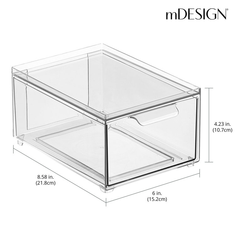 Mdesign Stacking Plastic Storage Kitchen Pantry Bin 2 Pull Out